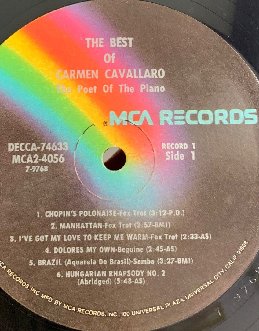 Poet of the Piano Carmen Cavallaro Greatest - Double Vinyl Record LP ...