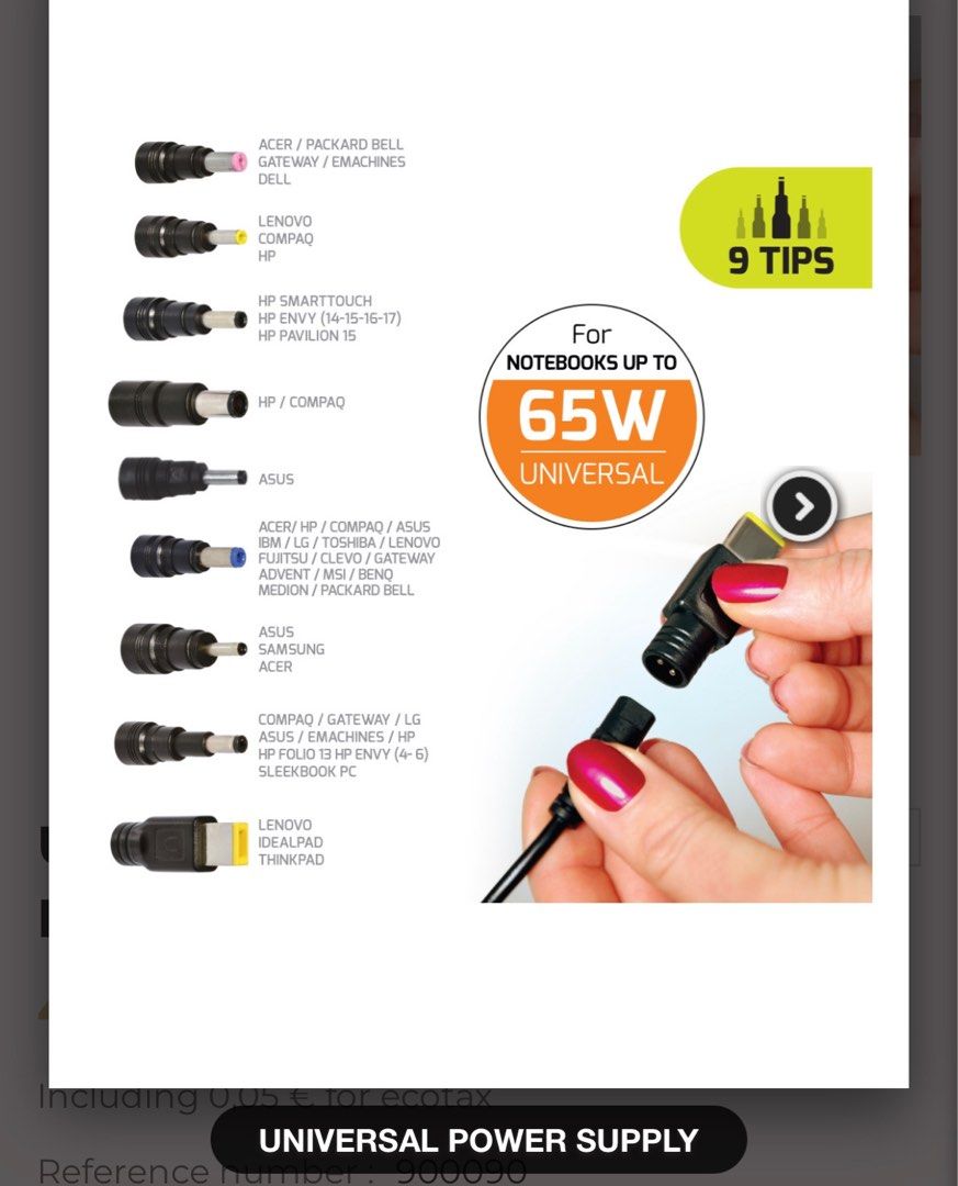Port Design UNIVERSAL LAPTOP POWER SUPPLY 65W, Computers & Tech, Parts ...