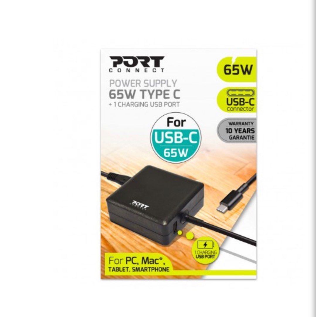 Port Designs POWER SUPPLY 65W TYPE C + 1 CHARGING USB PORT, Computers ...