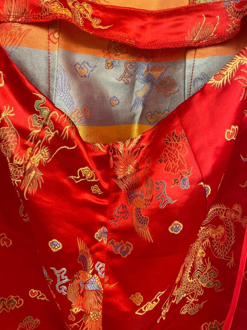Red Chinese Dragon Pattern Dress, Women's Fashion, Dresses & Sets ...