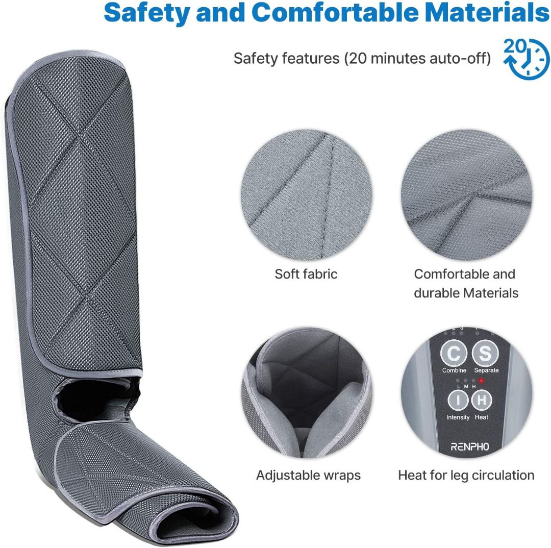 RENPHO Leg Massager with Heat, Compression Calf and Foot Massage ...