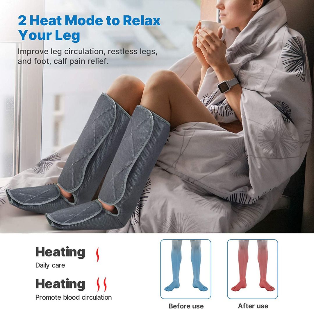 RENPHO Leg Massager with Heat, Compression Calf and Foot Massage ...