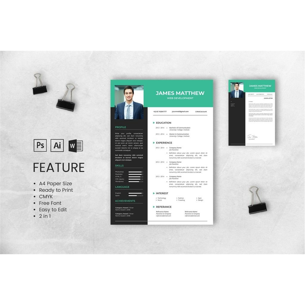 [Resume/CV/CL] Total 50Templates (Mixed Format Words/Psd/Ai), Computers ...