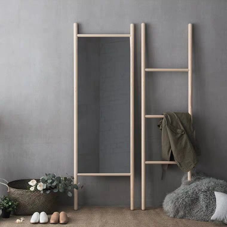 RYAN Rustic Standing Mirror & Ladder Shelf, Furniture & Home Living ...