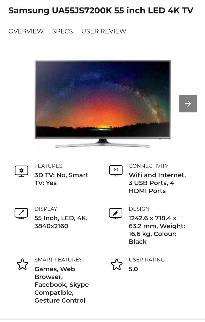 Samsung 55 LED 4K TV, TV & Home Appliances, TV & Entertainment, TV on ...