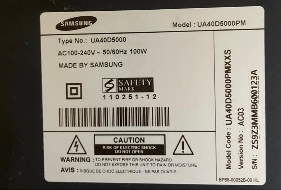 Samsung 40" Series 5 Multi-System LED TV, UA40D5000, TV & Home Appliances, TV & Entertainment ...