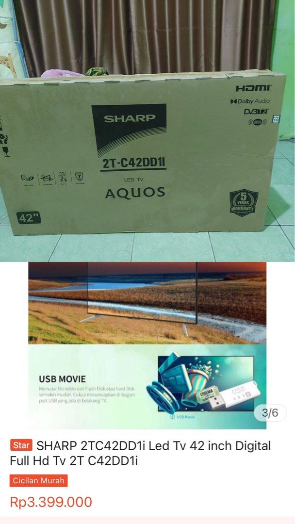 SHARP 2TC42DD1i Led Tv 42 inch Digital Full Hd Tv 2T C42DD1i, Elektronik, TV & Perlengkapan ...