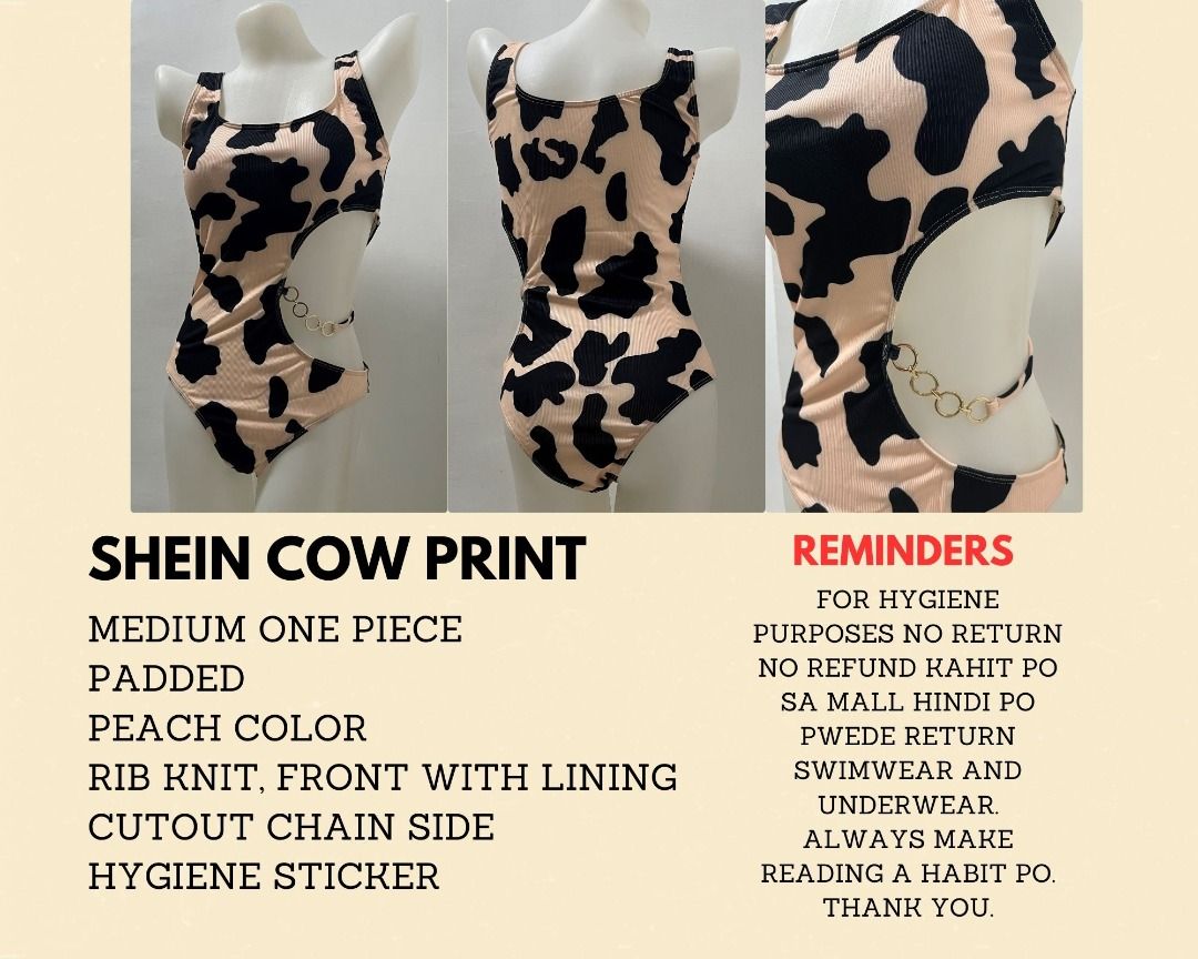 SHEIN COW PRINT ONE PIECE, Women's Fashion, Swimwear, Bikinis ...