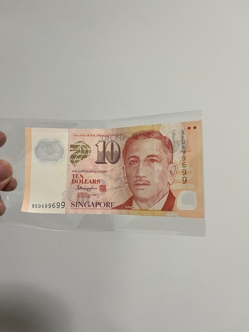 Singapore $10 with fancy serial number, Hobbies & Toys, Memorabilia ...