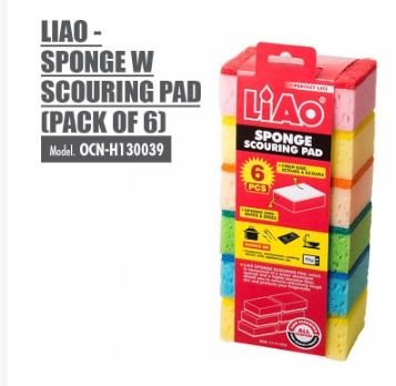 Sponge with Scouring Pad (Pack of 6) NT1014, Furniture & Home Living ...