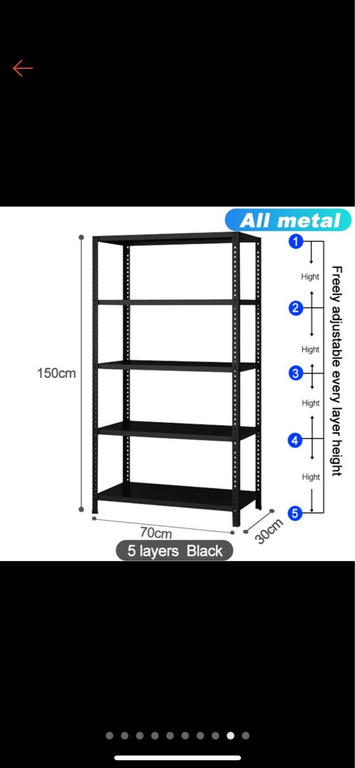 Steel 5 layer multi purpose rack black on Carousell