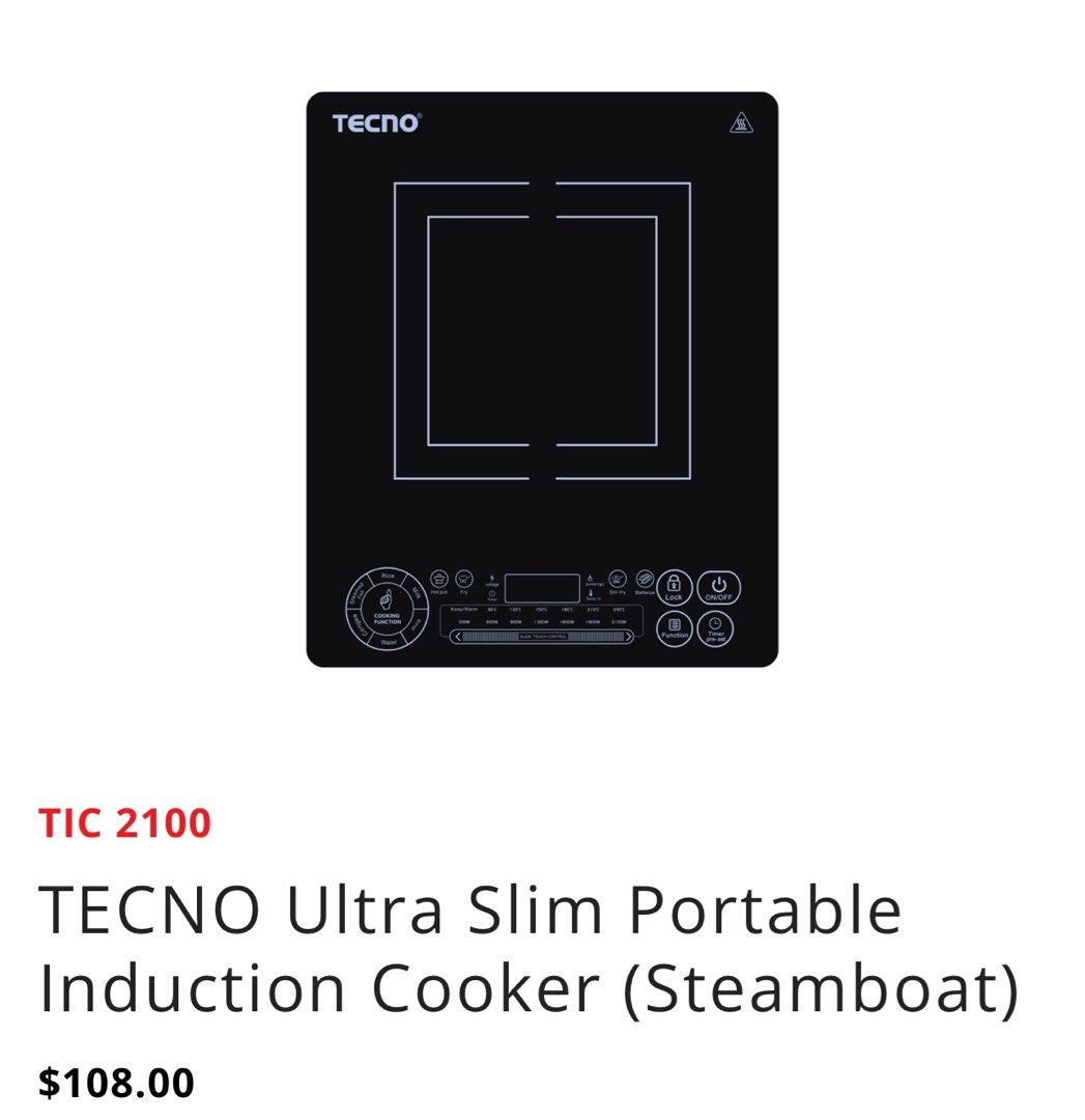 Tecno Portable Induction Hob (TIC 2100), TV & Home Appliances, Kitchen ...