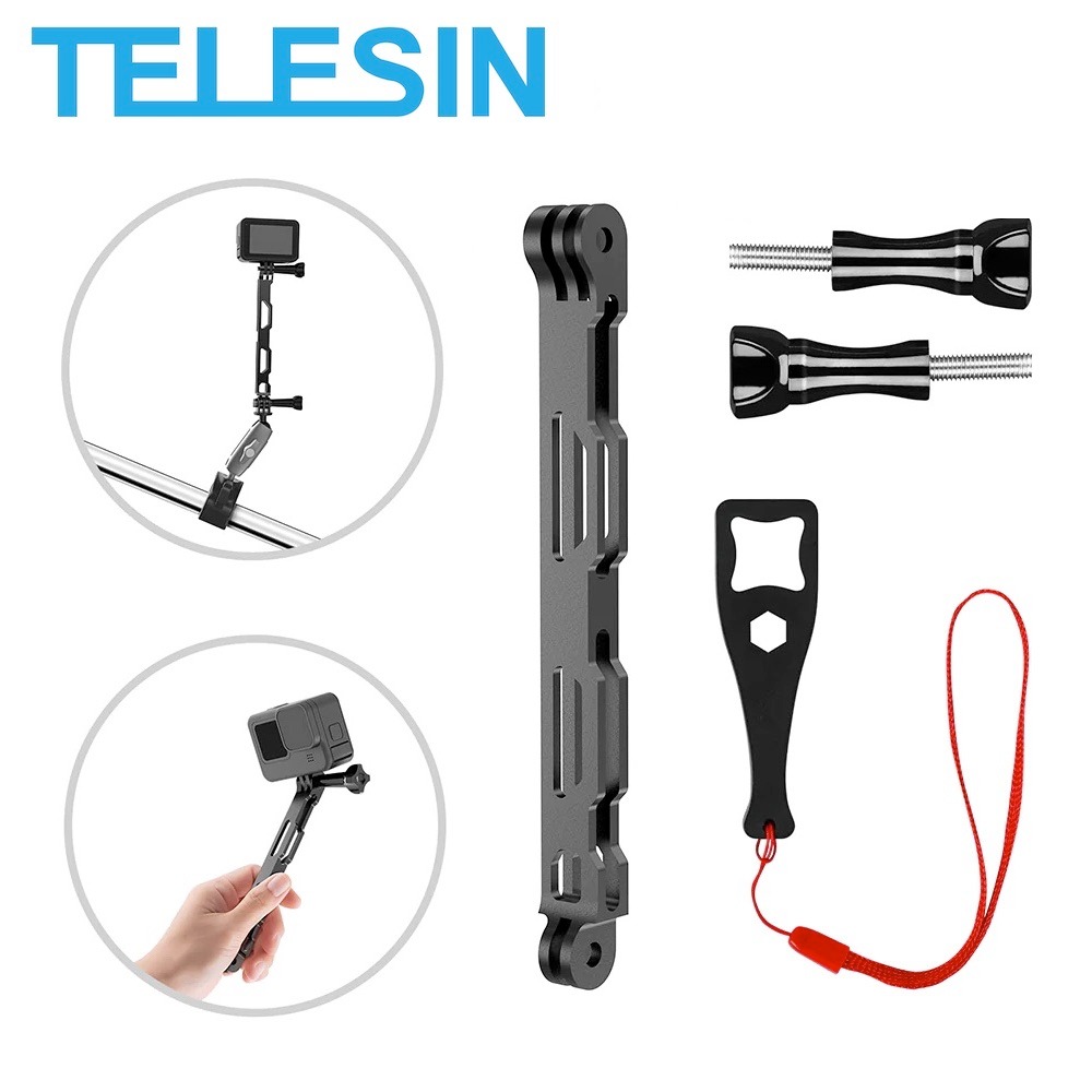 TELESIN Metal Extension Rod Selfie Stick Mount for GoPro HERO ...