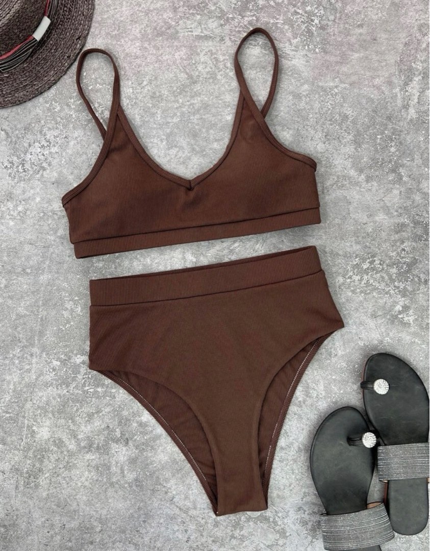 Two piece brown swimsuit on Carousell