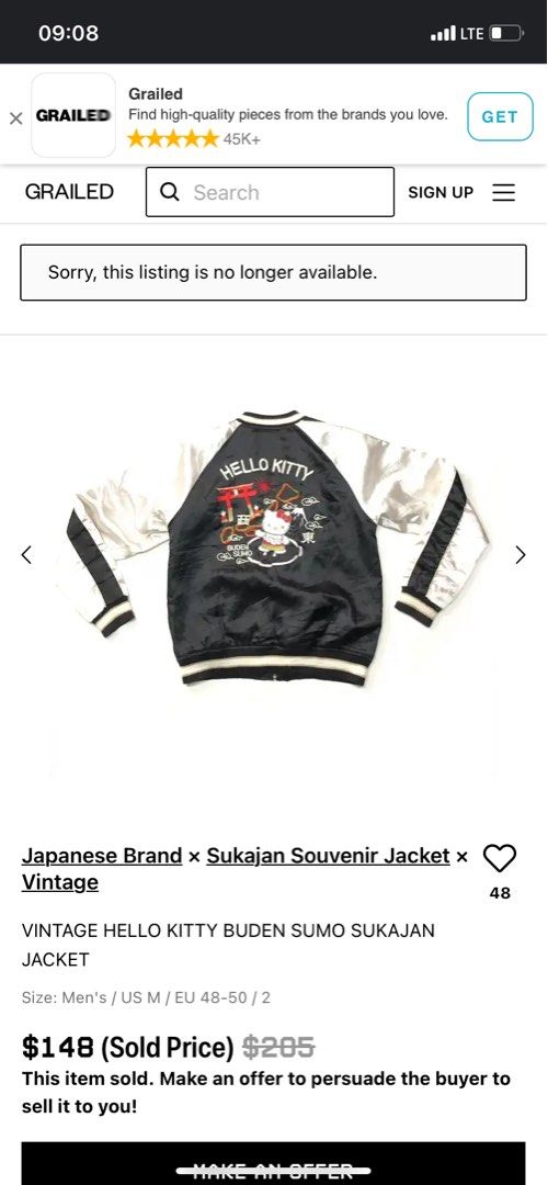 Vintage Hello Kitty Buden Sumo Sukajan Jacket Diamond Stitch, Men's ...