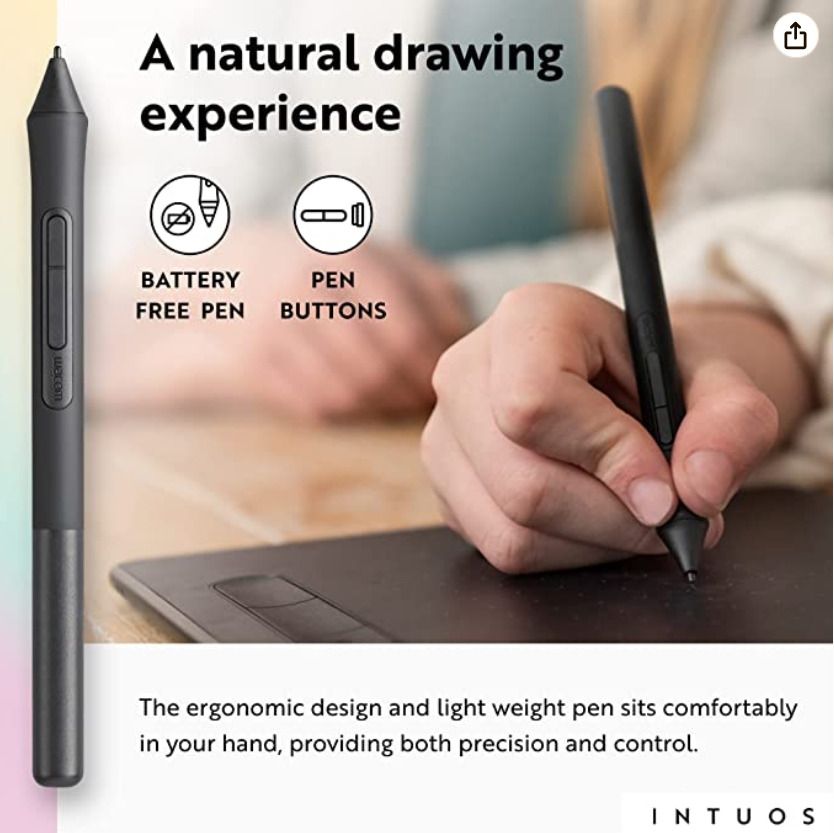 Wacom Intuos Small Bluetooth Graphics Drawing Tablet, 4 Customizable ...