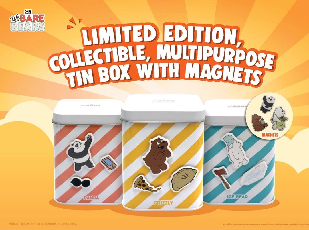 We Bare Bears Tin Box with magnets (1 set), Hobbies & Toys, Stationery ...