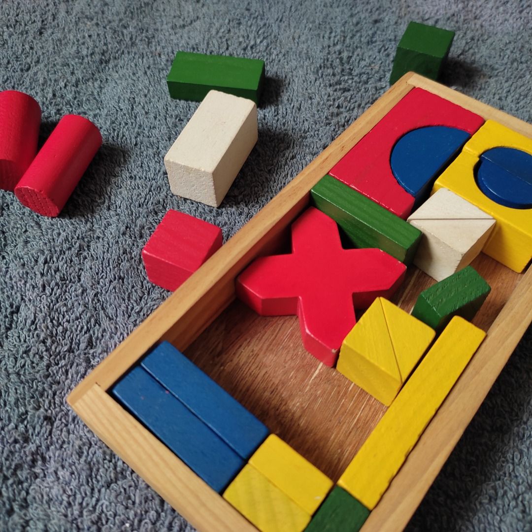 Wooden Building Blocks Educational Toys Tangram Puzzle Colorful Square ...