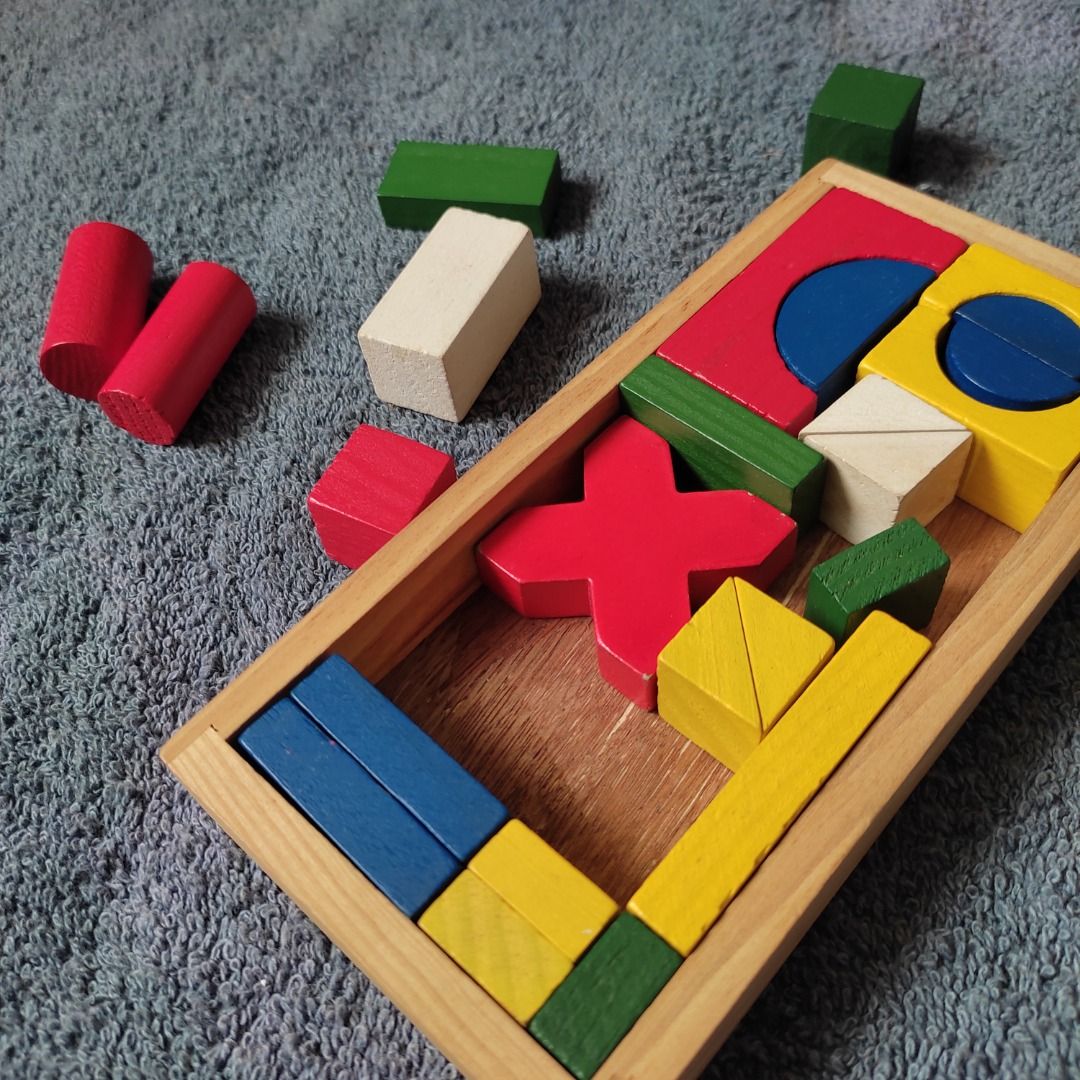 Wooden Building Blocks Educational Toys Tangram Puzzle Colorful Square ...