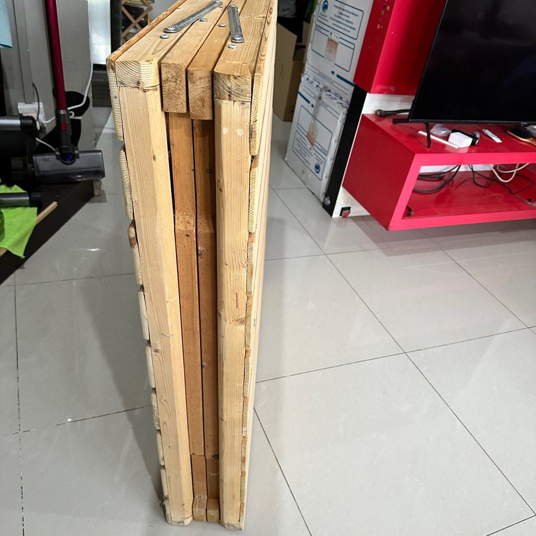 Wooden folding bed frame and mattress, Furniture & Home Living ...
