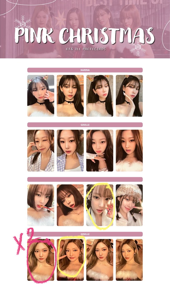 WTT AESPA KARINA GISELLE WINTER NINGNING PINK CHRISTMAS TRADING CARDS, Hobbies & Toys ...