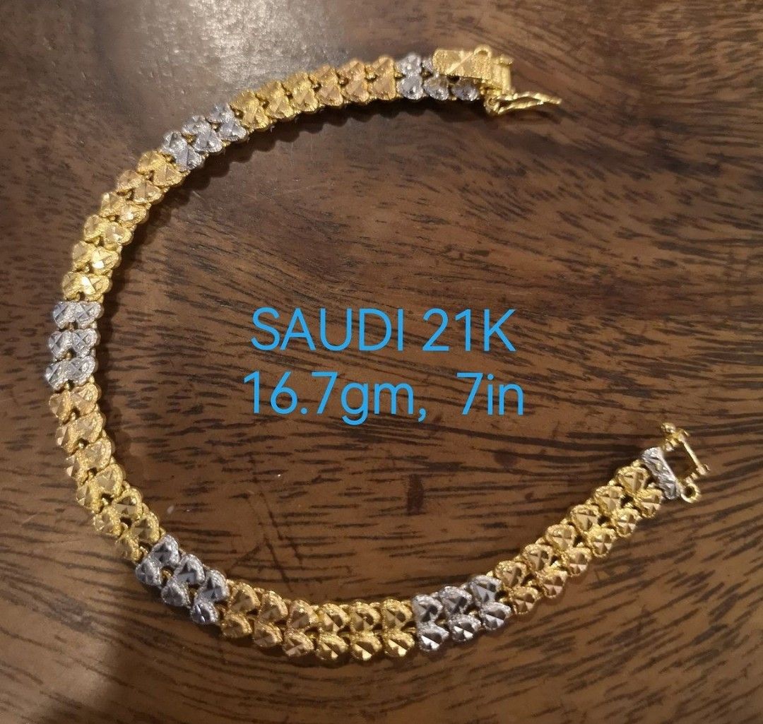 21k Saudi Gold Bracelet, Men's Fashion, Watches & Accessories, Jewelry ...