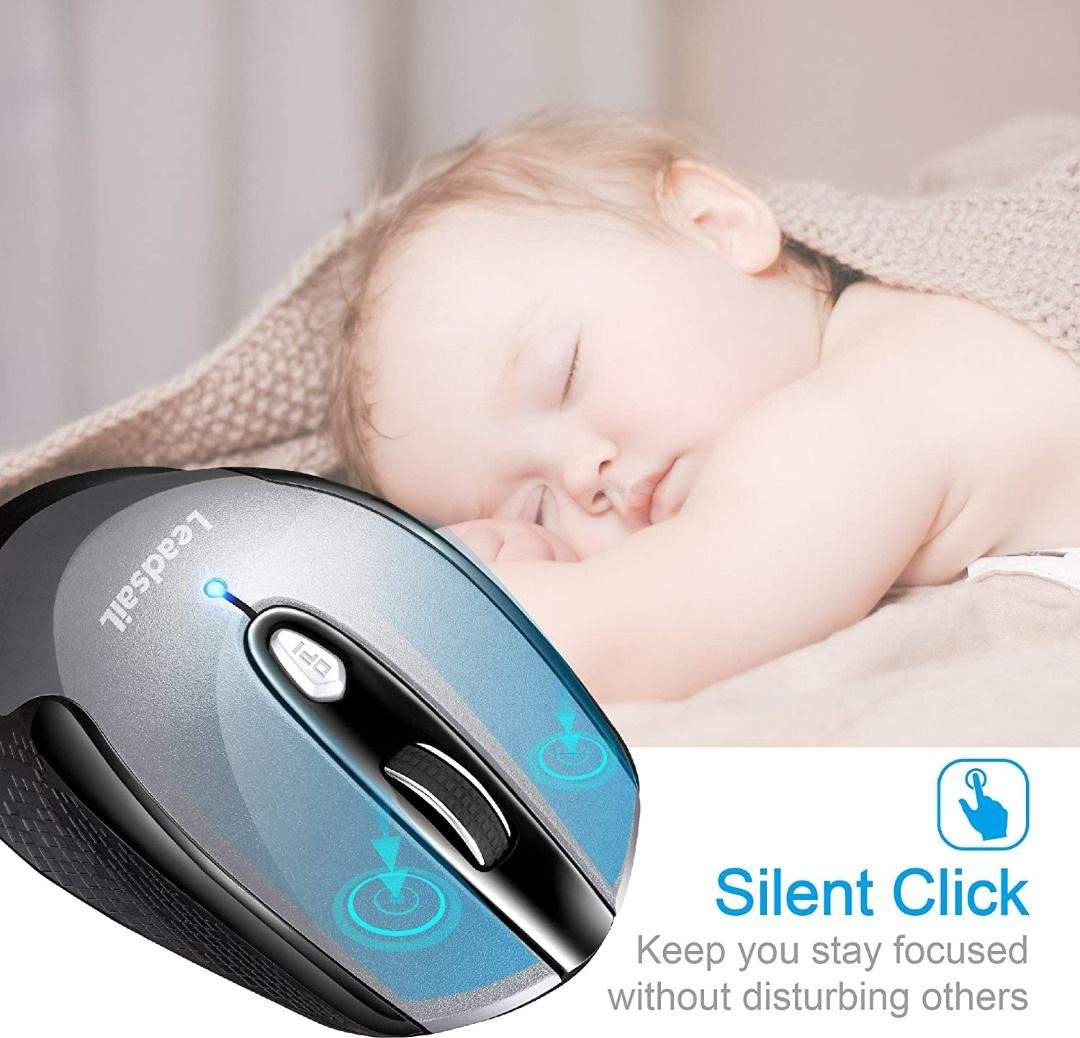 2407) LEADSAIL WIRELESS COMPUTER MOUSE, 2.4G PORTABLE SLIM CORDLESS ...