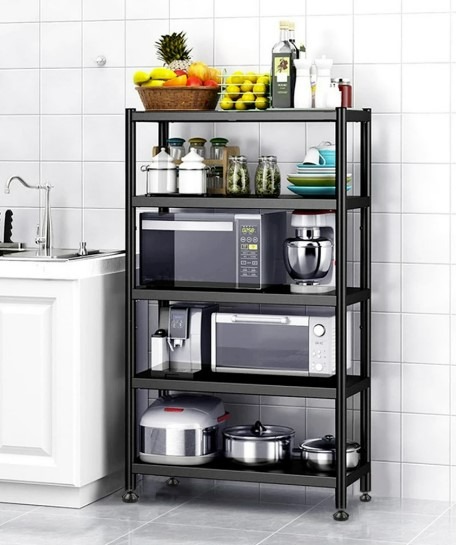 3 | 4 | 5 Tiers Black Stainless Steel Kitchen Rack, Furniture & Home ...