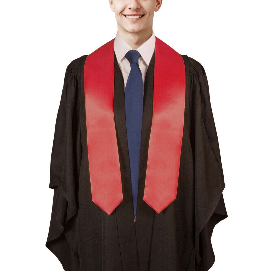 3 Piece Graduation Gown + Hat + Stole Black University Robe Cat ...