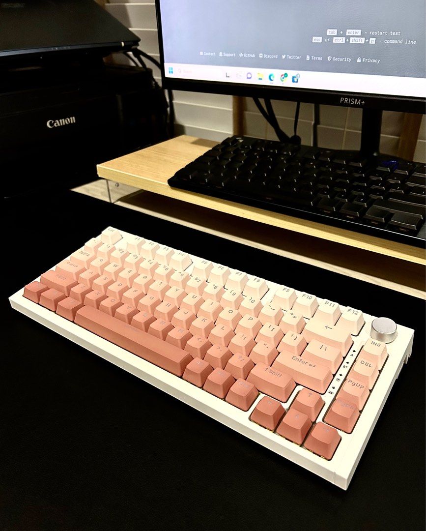 75% custom mechanical keyboard (Peach gradiant shine through keycaps ...