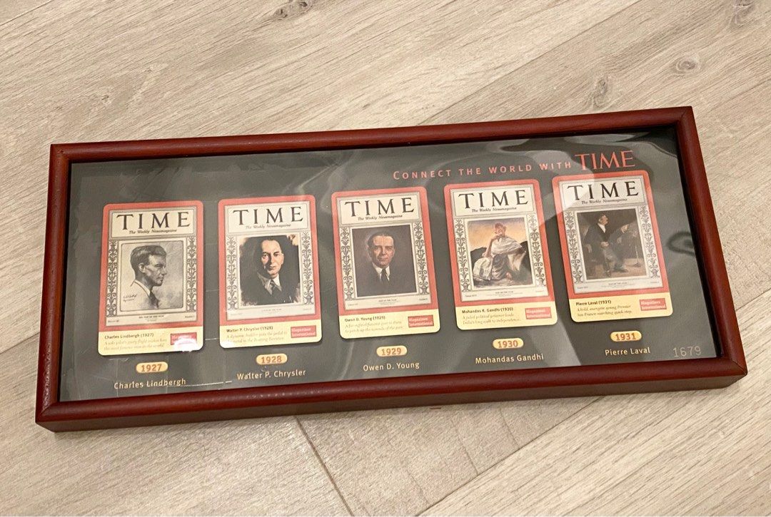 極罕有 Time Magazine 時代雜誌年度風雲人物珍藏紀念卡 1927-1931年 連精緻木框, 興趣及遊戲, 書本 & 文具, 雜誌 ...
