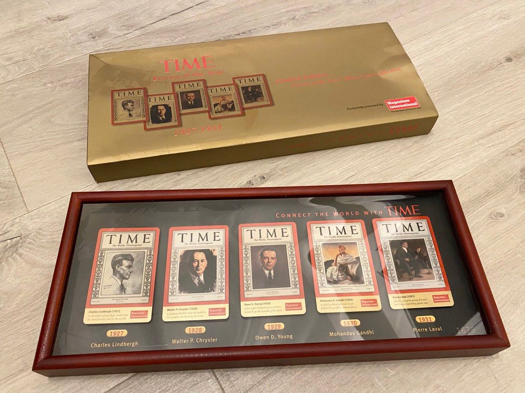 極罕有 Time Magazine 時代雜誌年度風雲人物珍藏紀念卡 1927-1931年 連精緻木框, 興趣及遊戲, 書本 & 文具, 雜誌 ...