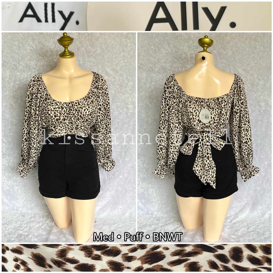 Ally animal print puff top, Women's Fashion, Tops, Blouses on Carousell