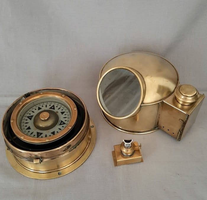 Antique brass ship compass, Furniture & Home Living, Home Decor, Other ...