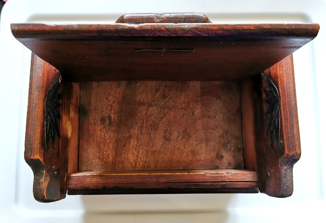 Antique hand carved chinese wooden box with side drawer, Hobbies & Toys ...
