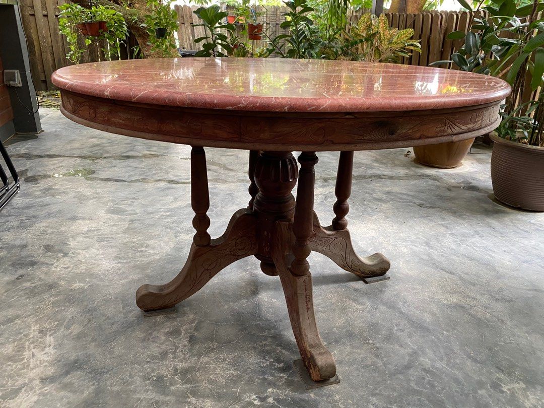 Rare antique rose marble top table, Furniture & Home Living, Furniture ...