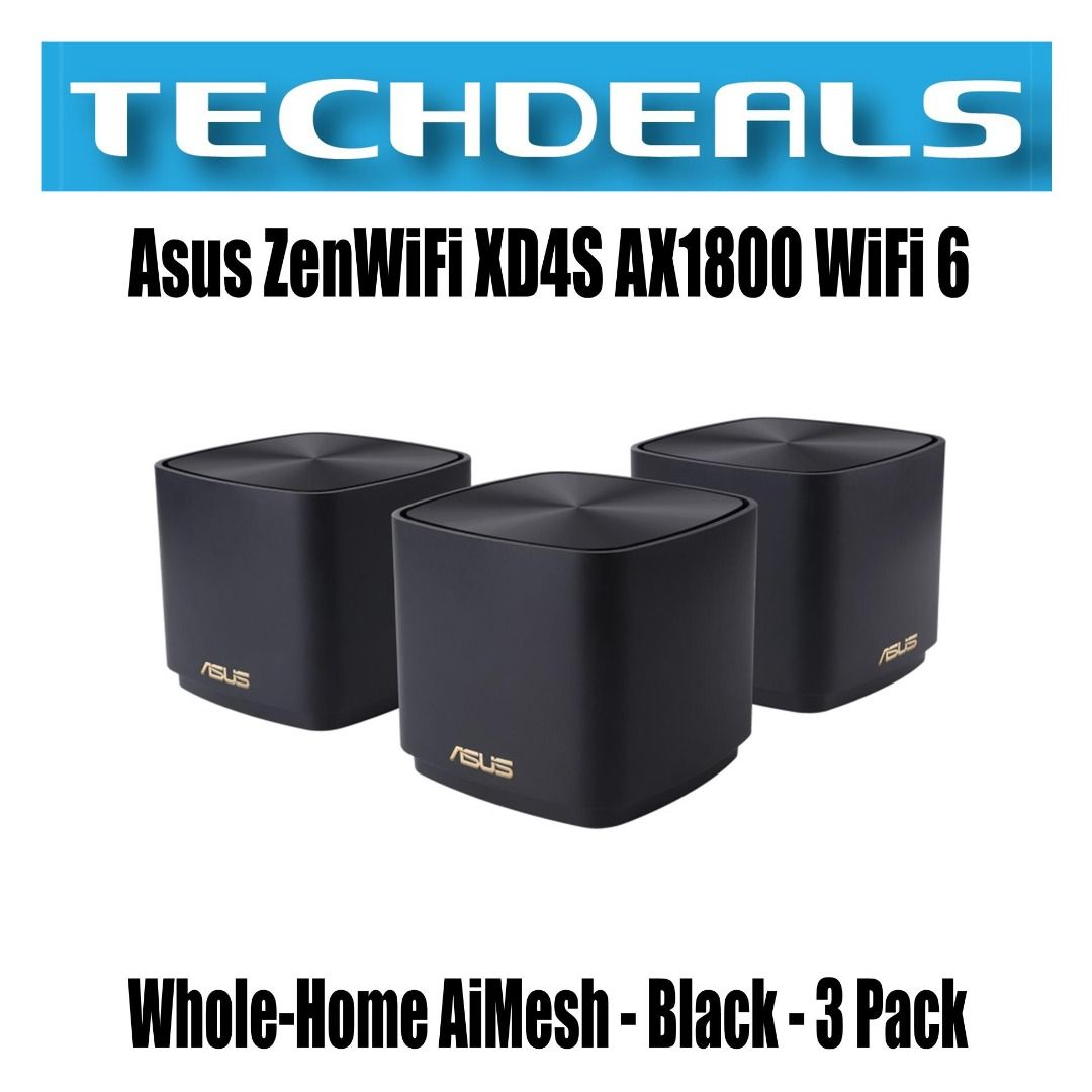 Asus ZenWiFi XD4S AX1800 WiFi 6 Whole-Home AiMesh - Black - 3 Pack ...