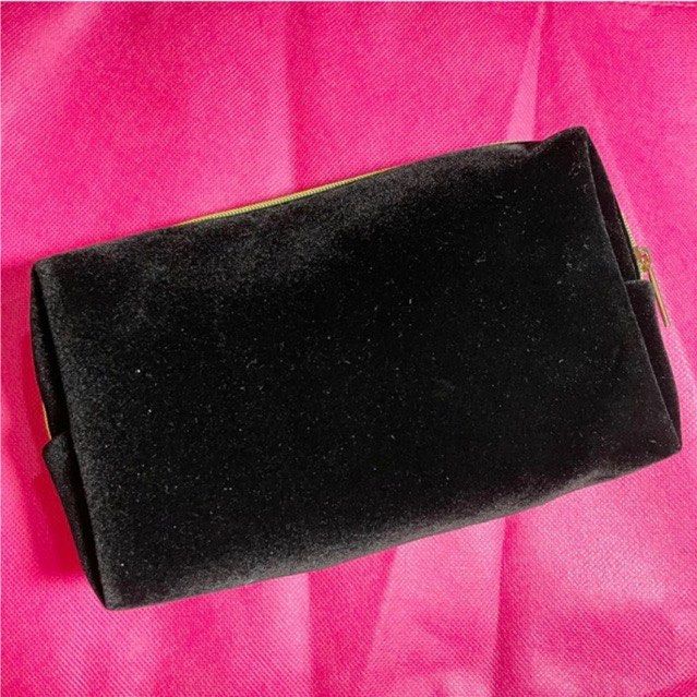 AUTHENTIC LARGE Ysl black velvet trousse pouch makeup bag travel ...