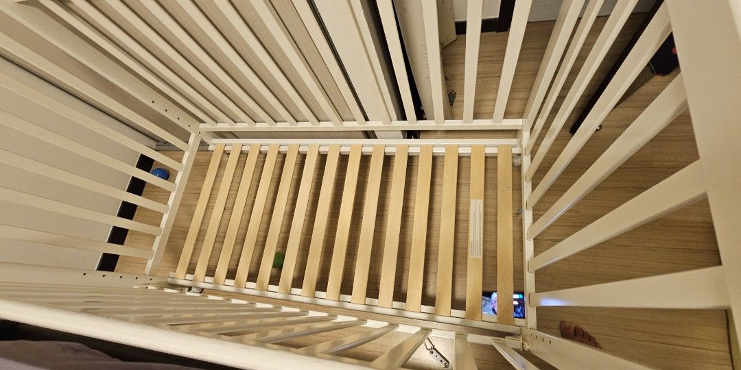 Baby cot with adjustable rail and cot height, Babies & Kids, Baby ...