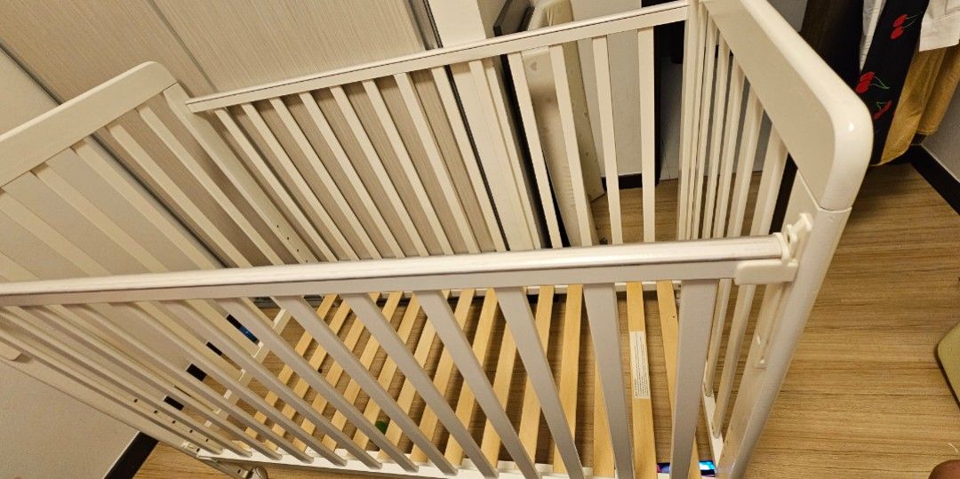 Baby cot with adjustable rail and cot height, Babies & Kids, Baby ...