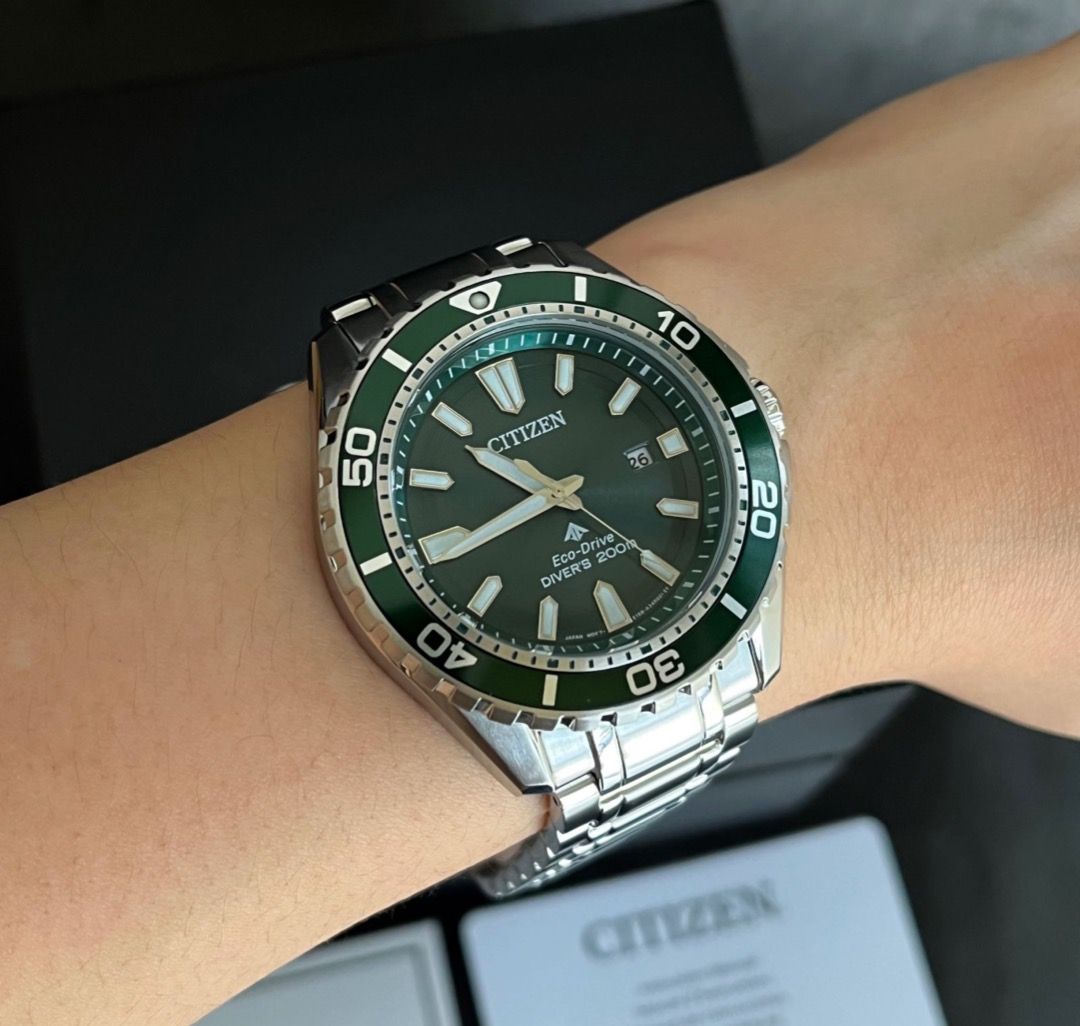 BNEW AUTHENTIC! Citizen Marine Diver Watch Eco-Drive BN0199-53X Green ...