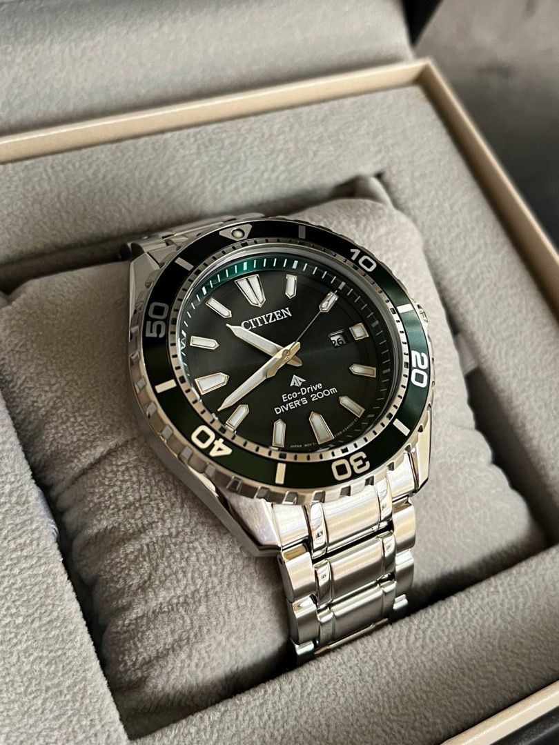 BNEW AUTHENTIC! Citizen Marine Diver Watch Eco-Drive BN0199-53X Green ...