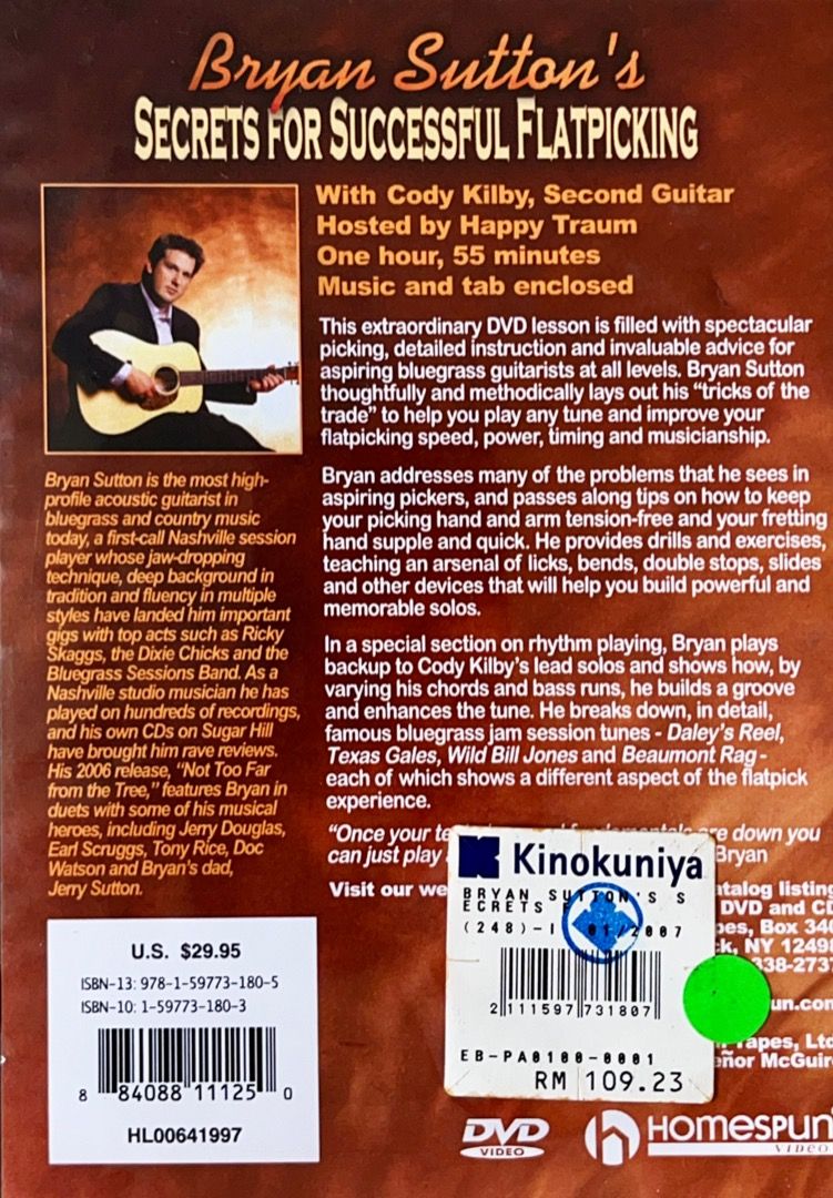 Bryan Sutton's Secrets For Successful Flatpicking Instructional DVD (Original), Hobbies & Toys ...
