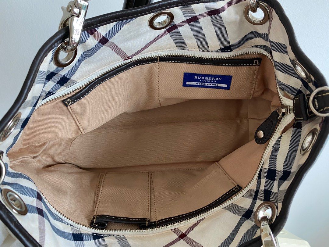 Burberry London blue label bag -beige, Luxury, Bags & Wallets on Carousell