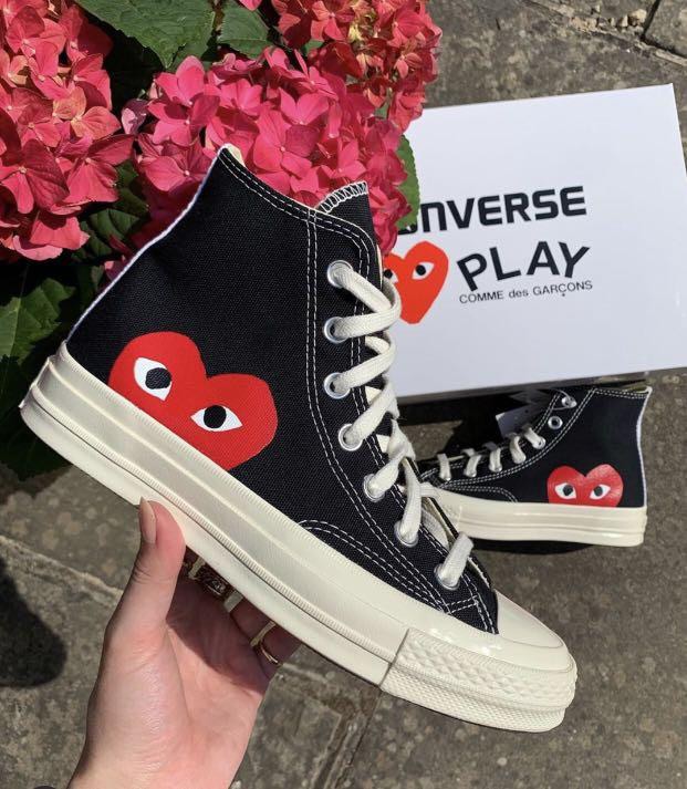 CDG Converse black high cut, Men's Fashion, Footwear, Sneakers on Carousell