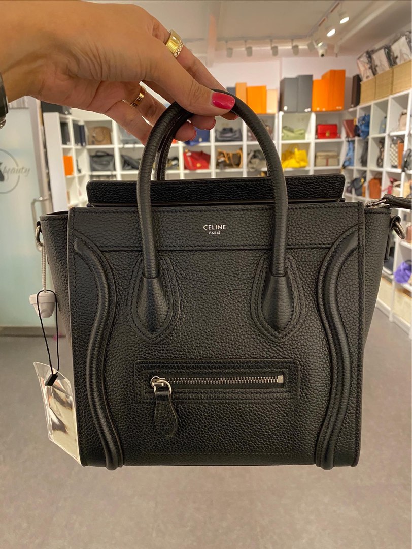 Celine nano luggage tote in drummed leather on Carousell
