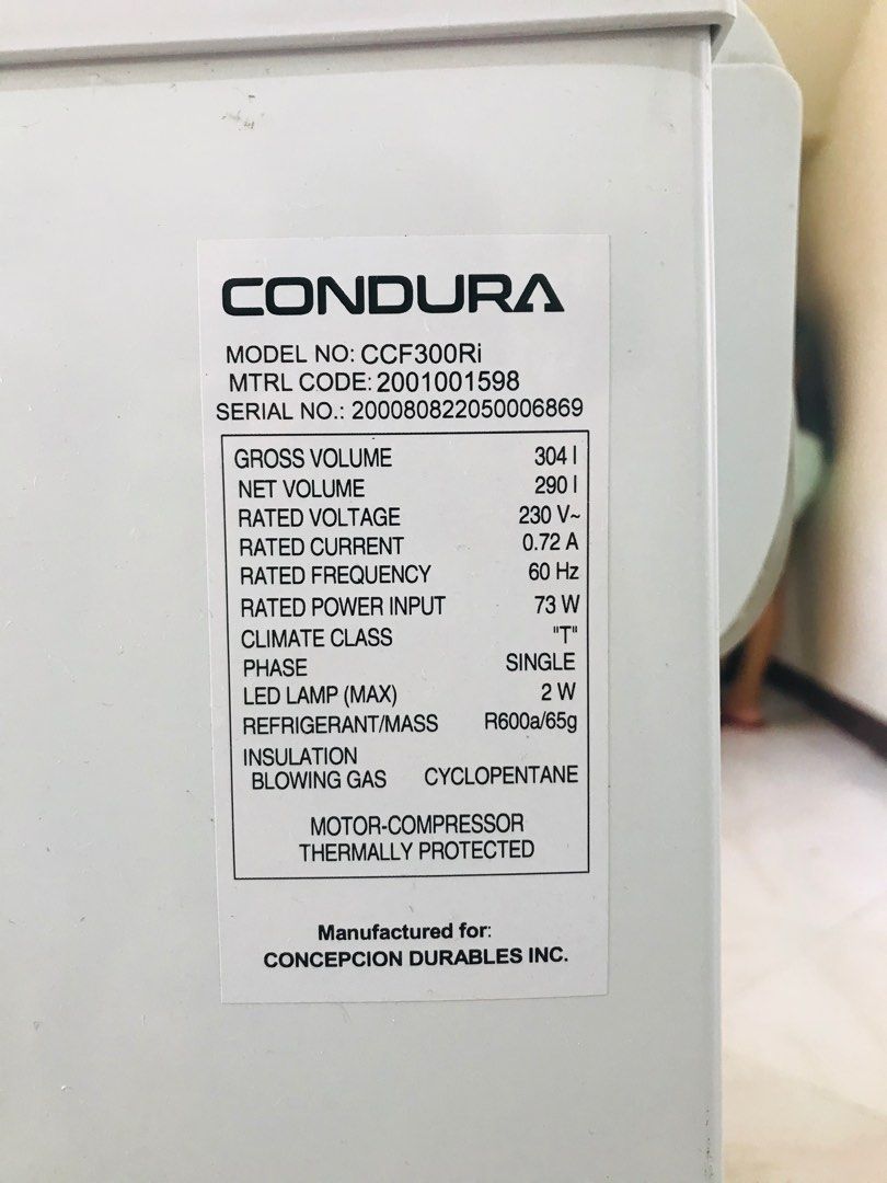 CONDURA INVERTER CHEST FREEZER, TV & Home Appliances, Kitchen ...