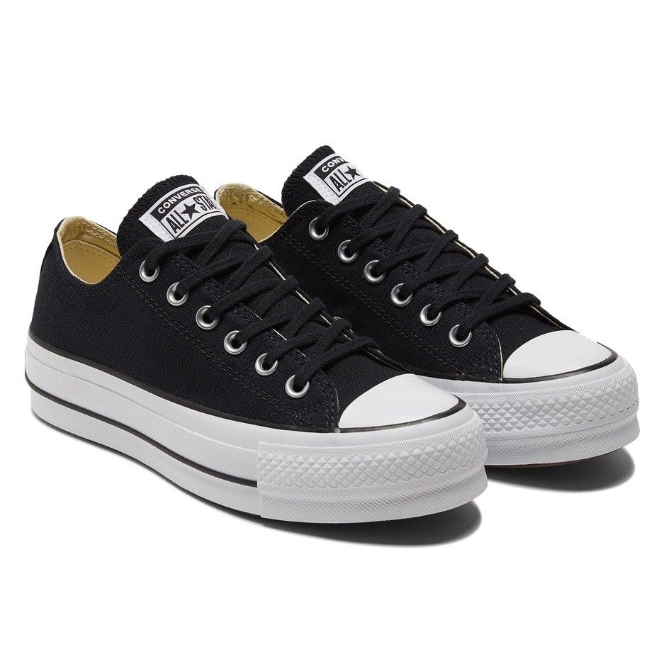 Converse Chuck Taylor All Star Black Canvas Lift Low, Fesyen Pria ...