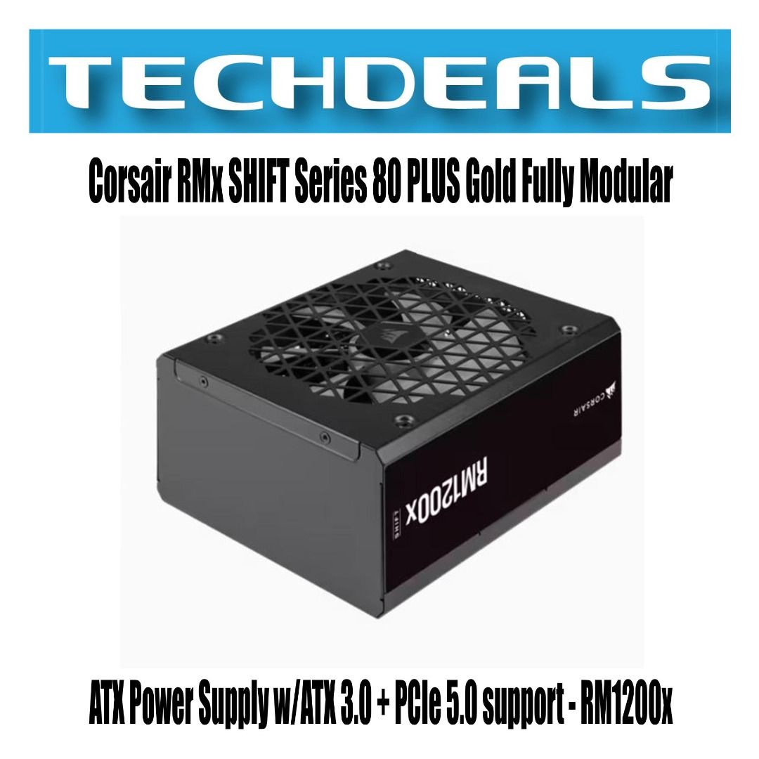 Corsair RMx SHIFT Series 80 PLUS Gold Fully Modular ATX Power Supply w/ATX 3.0 + PCIe 5.0 ...