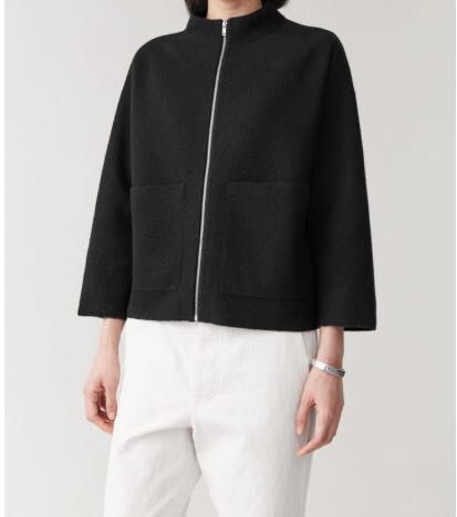COS Boiled Wool Zip Jacket - Black, Women's Fashion, Coats, Jackets and ...